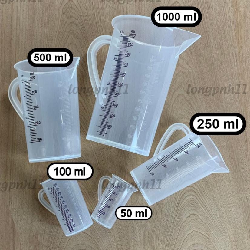 Ca đong định lượng có quai dung tích 50ml - 100ml - 250ml - 500ml -1000ml nhựa dày, ly đong thể ...