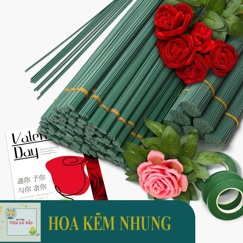 20 - 100 que kẽm làm hoa handmade dài 30cm - 40cm làm hoa kẽm nhung ...