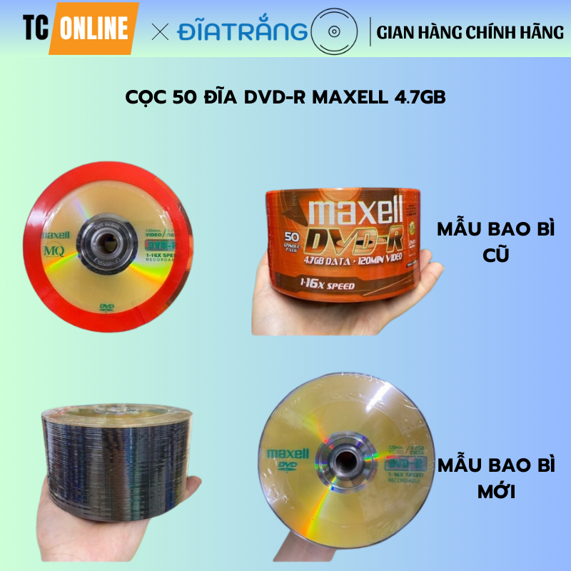 Cọc 50 Đĩa DVD-R Maxell 4.7GB (Xuất xứ Đài Loan) | Shopee Việt Nam