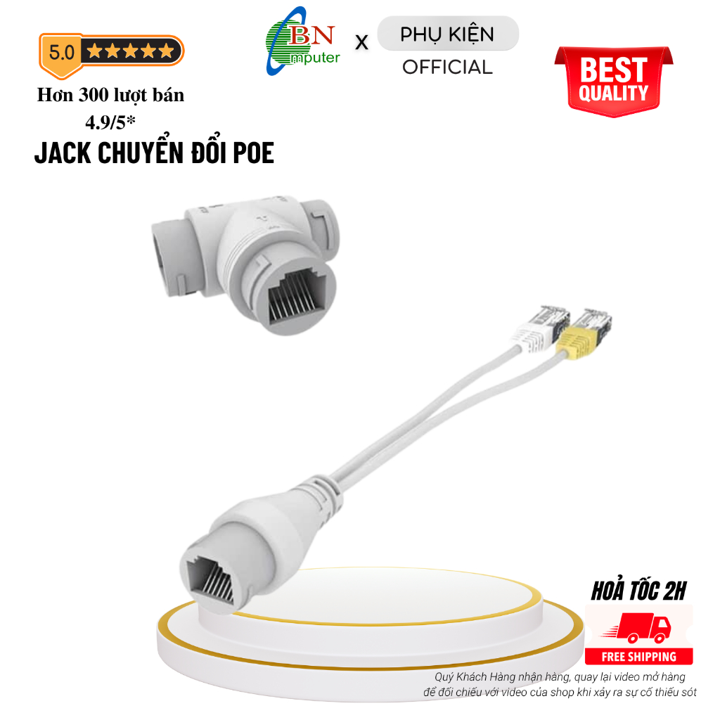 Jack chuyển đổi POE kéo dài mạng từ Switch POE chia ra 2 camera ...