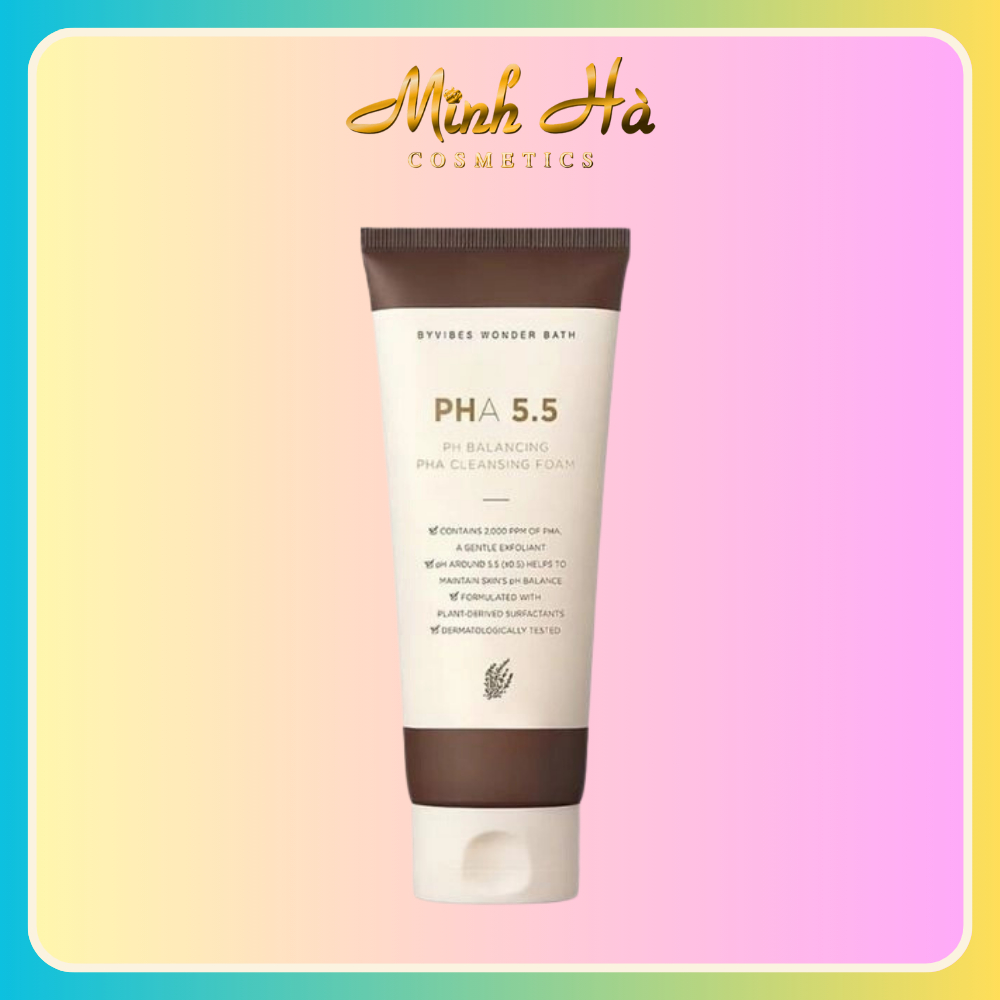 Sữa rửa mặt Byvibes Wonder Bath PHA 5.5 PH Balancing PHA Cleansing Foam 150ml giúp làm sạch các ...