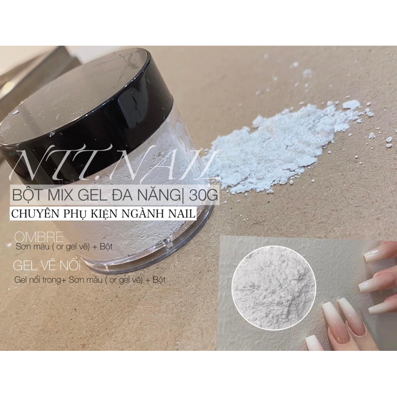 Bột mix gel đa năng dặm omber và mix gel trang trí nail (hũ 30g ...