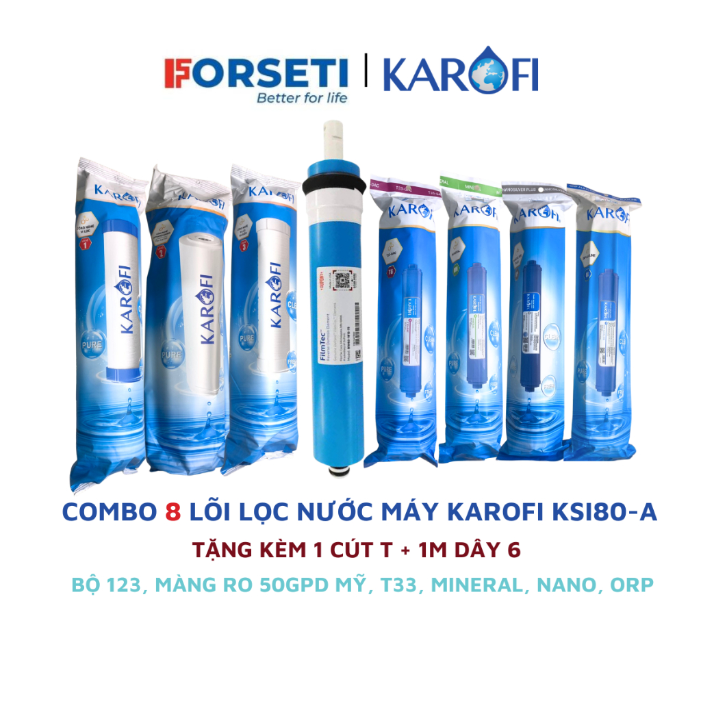 Combo 8 lõi lọc nước cho máy lọc nước Karofi cho model máy KSI80-A ...