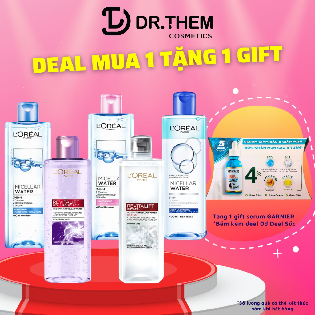 Nước Tẩy Trang L'Oreal Paris 3in1 Micellar Water 95ml - 400ml, Làm Sạch, Dưỡng Ẩm Cho Mọi Loại ...