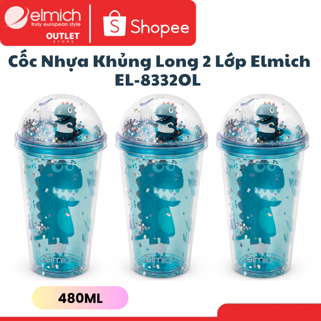 Cốc Nhựa Khủng Long 2 Lớp Elmich EL-8332OL Dung Tích 480ml | Shopee Việt Nam