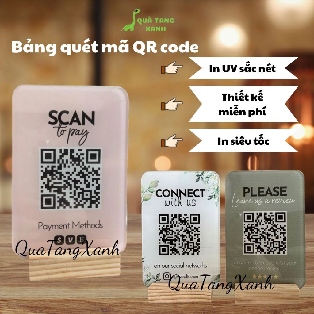 Bảng quét mã QR code để bàn chất liệu mica in theo yêu cầu, in mã qr ...