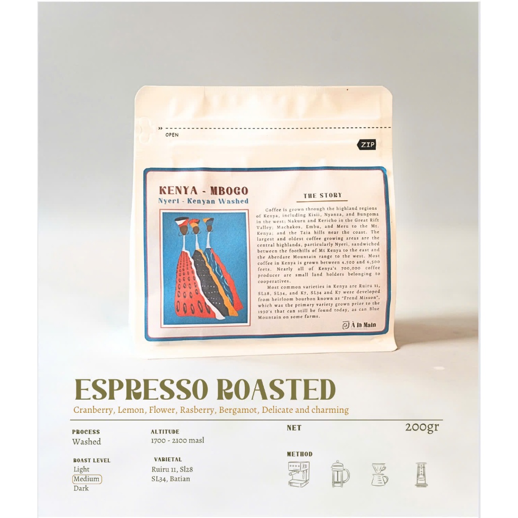 Cà phê Espresso Kenya Mbogo Nyeri Kenyan Washed - 200gr - Giá đã bao ...