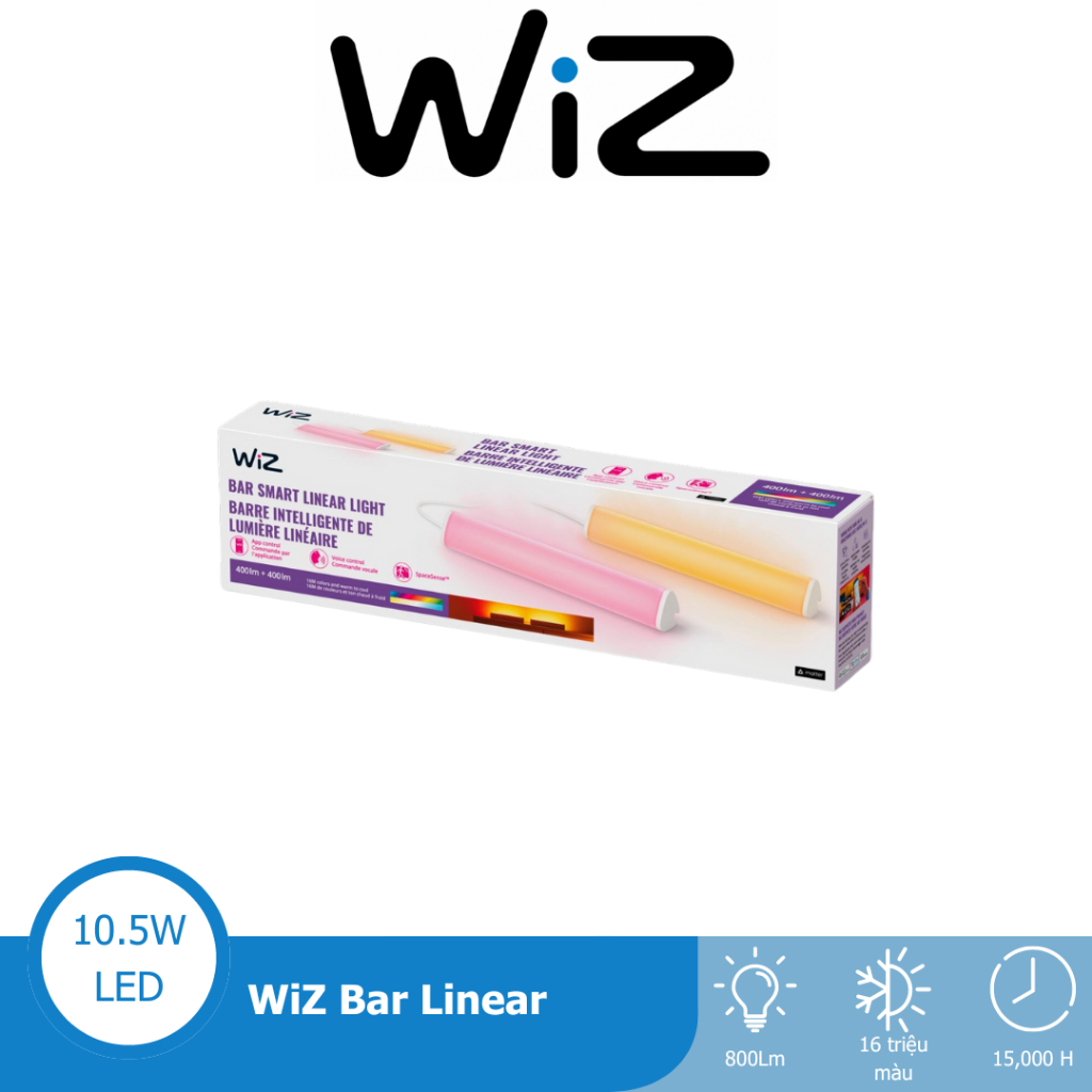 Bộ 2 thanh đèn thông minh Philips Wiz Bar Linear RGB 16 triệu màu kết ...