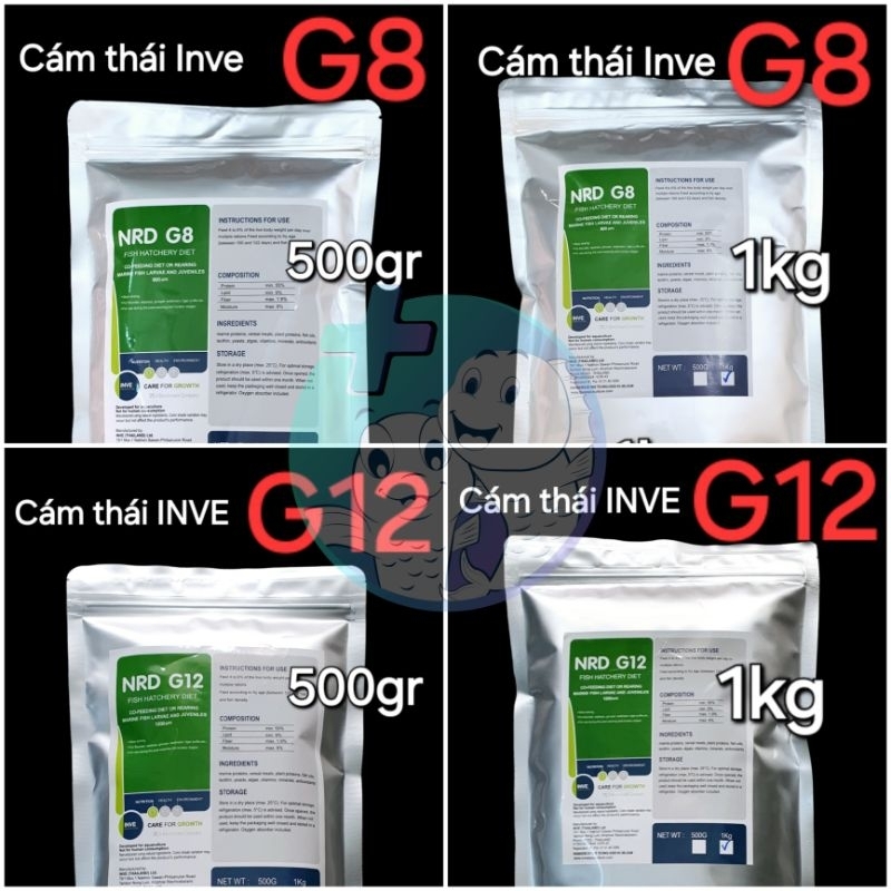Cám thái Inve G8 G12 bao 500gr 1kg cho cá ba đuôi, cá đĩa, phi phụng, cá koi, betta, cá tầng đáy ...