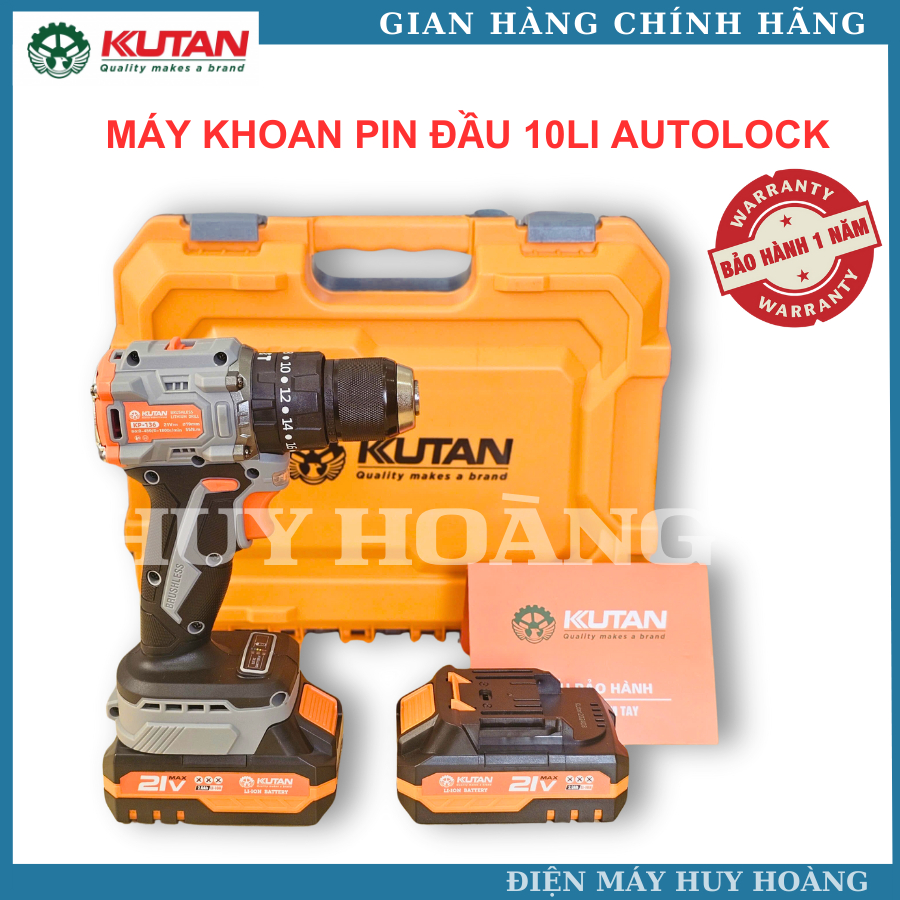 Máy Khoan Dùng Pin 21V KUTAN KP-136 Không Chổi Than Đầu Kẹp Autolook 10mm | Shopee Việt Nam