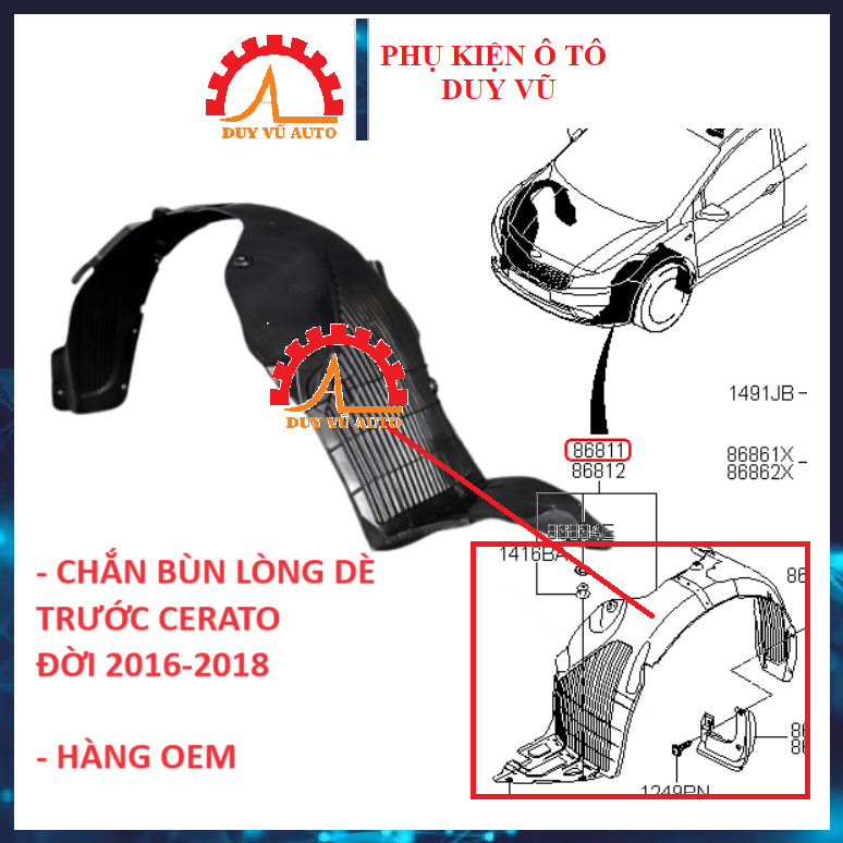 chắn bùn lòng dè trước kia cerato k3 đời 2016-2018 | 86811A7800 ...