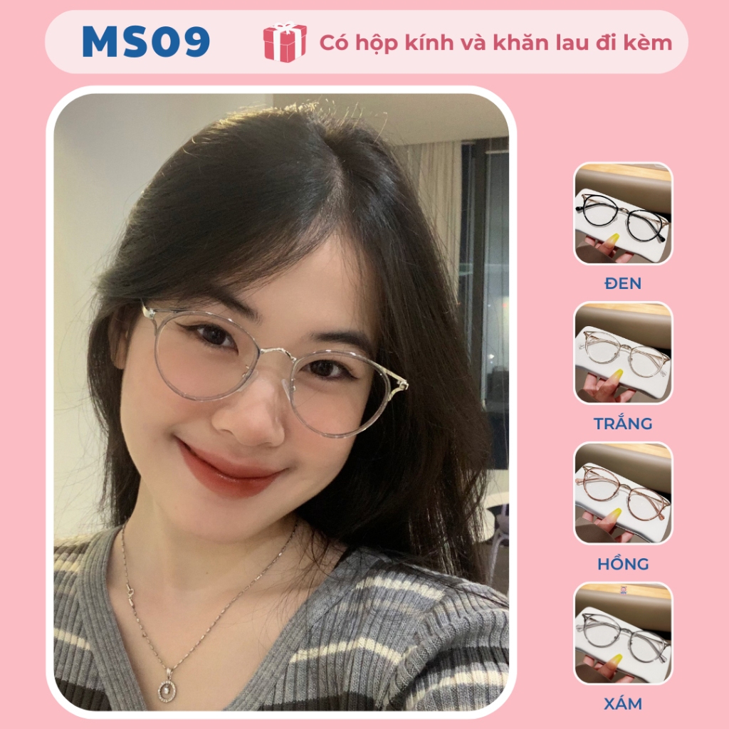 Gọng kính cận nữ mắt tròn chất liệu nhựa lõi kim loại xinh xắn, dễ đeo MS09 | Shopee Việt Nam