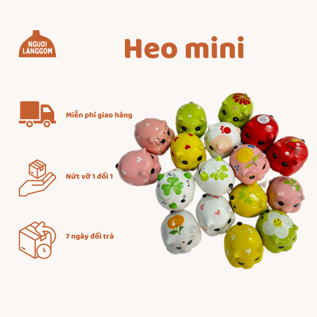 Lợn đất heo đất ống heo tiết kiệm - Heo mini lỗ tròn - Bát Tràng ...