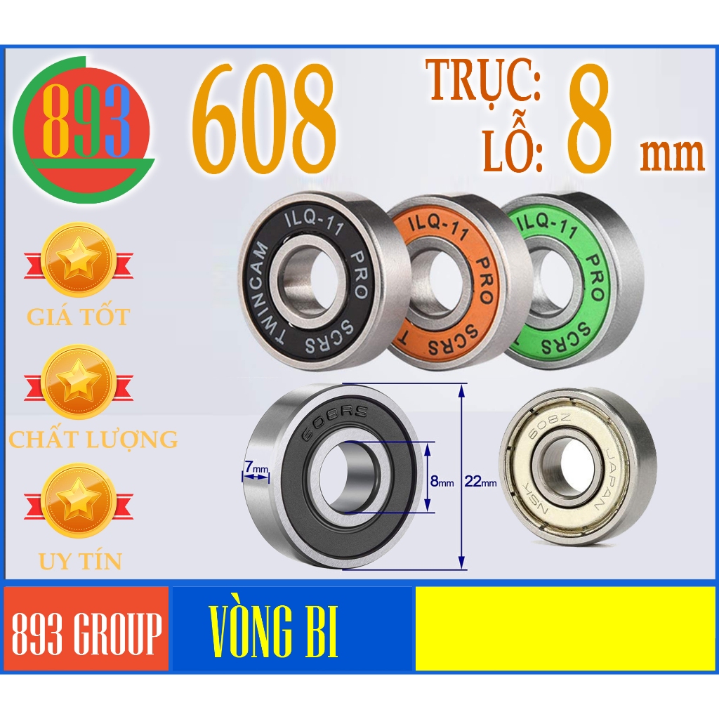 Vòng bi 608 cho Patin ván trượt Freeline 8x22x7mm /ABEC 7 9 11/ILQ 9 11 /Gốm NSK cho xe lắc, xe ...