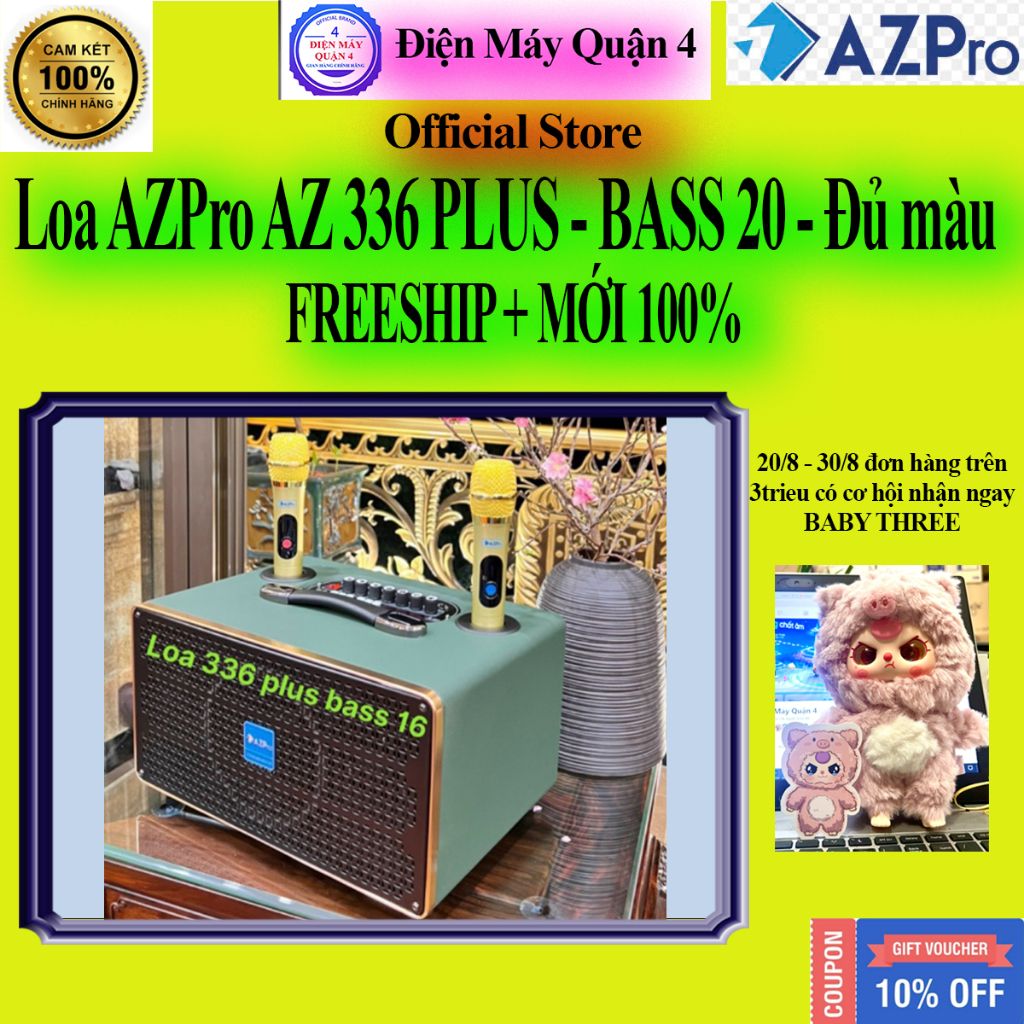 Loa karaoke AZpro AZ-336 / AZ-336 PLUS, kèm 2 micro UHF, Hàng chính ...