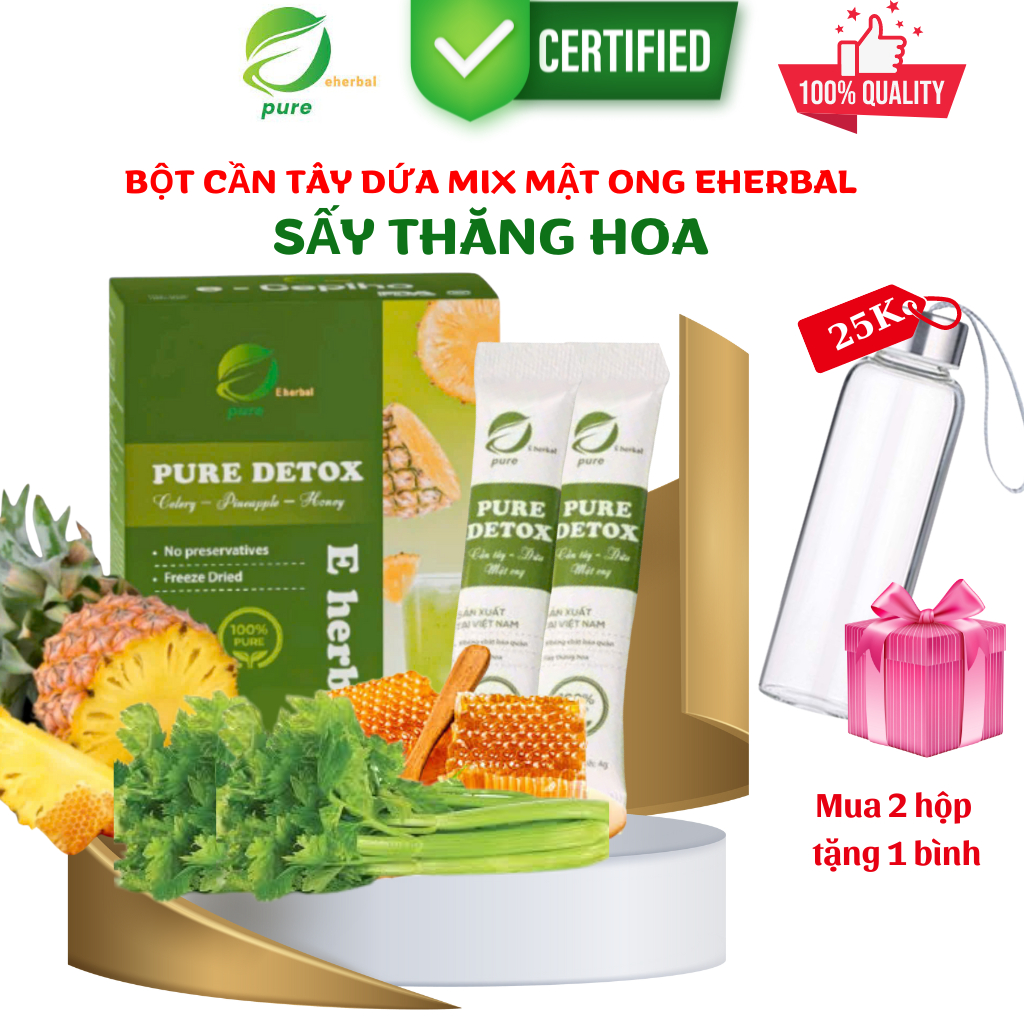 Bột CẦN TÂY MIX Dứa và mật ong sấy thăng hoa Eherbal thơm ngon dễ uống ...