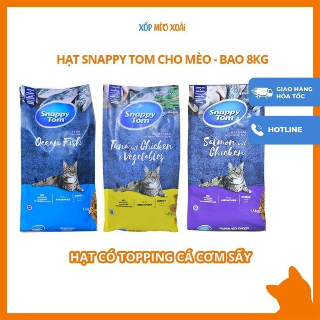 Hạt Snappy Tom Topping Cá Cơm Cho Mèo Bao 8KG - Thức ăn hạt khô cho mèo ...