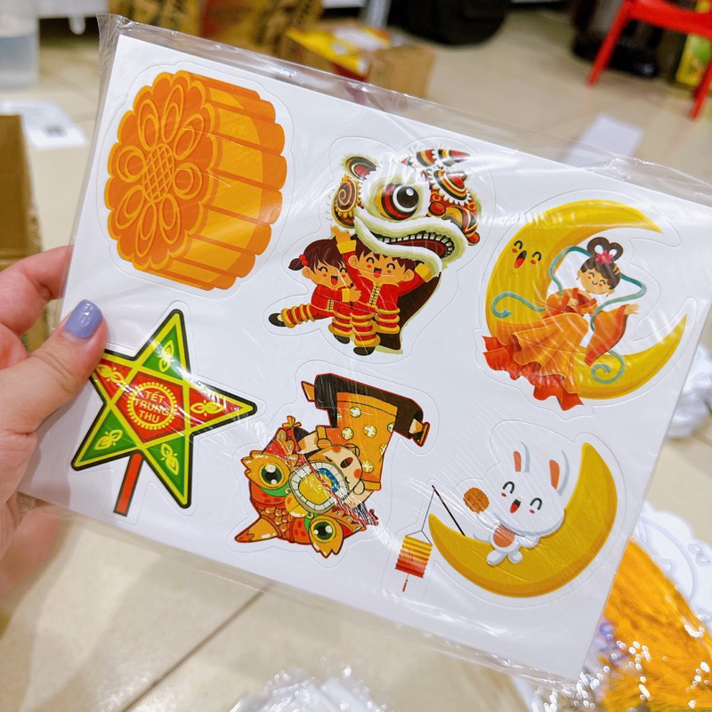 Sticker trung thu cài bút và kẹo ( tệp 60 cái ) | Shopee Việt Nam