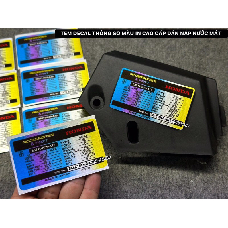 [ 1 TEM ] TEM DECAL KIỂU ( NHÔM XƯỚC ) THÔNG SỐ MÀU DÁN NẮP NƯỚC MÁT ...