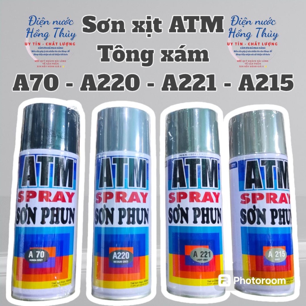 Sơn xịt ATM A70(xám Honda) - A215(xám) - A220(ghi xám) -A221(xám nhạt ...