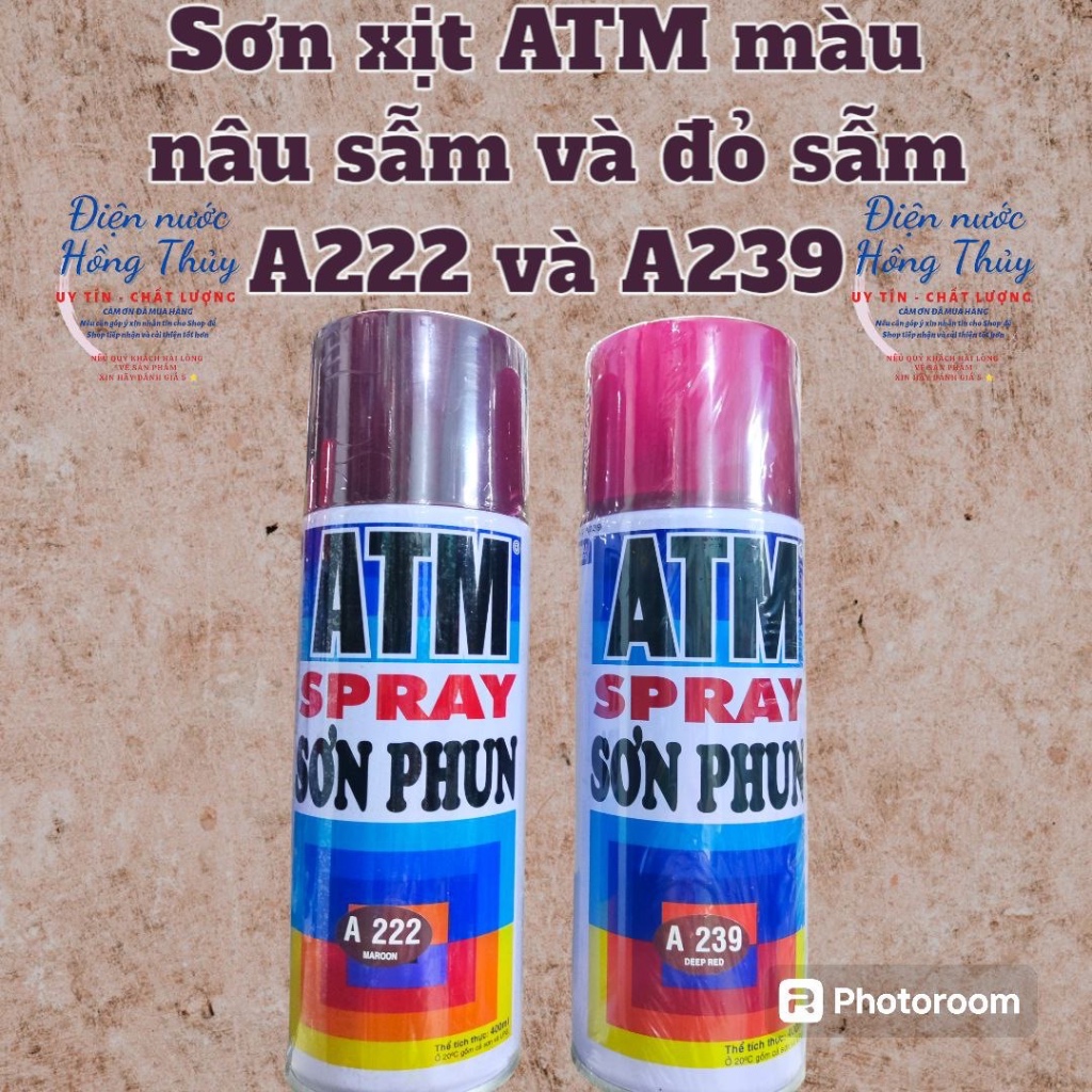Sơn xịt ATM A222 nâu sẫm - A239 đỏ sẫm - KHÔNG SỬ DỤNG CHO CHẤT LIỆU ...