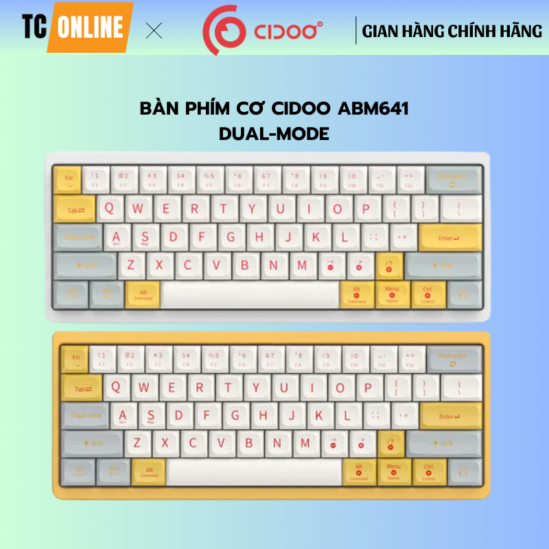 Bàn phím cơ Cidoo ABM641 Dual Mode (Bluetooth, USB Type C) - Vỏ nhôm ...