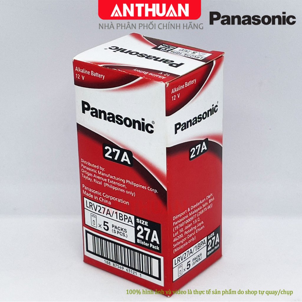 Pin A27 - 27A Panasonic 12V cao cấp chính hãng LRV08 vỉ 1 viên. Thay ...
