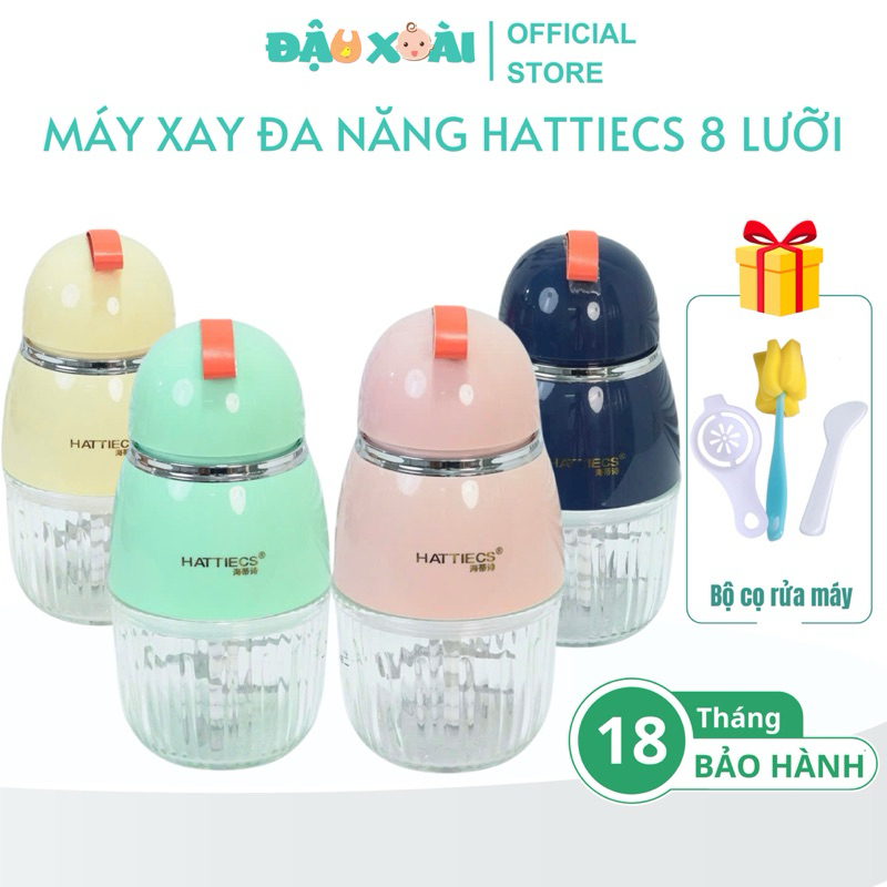 Máy xay Hattiecs 8 lưỡi xay đồ ăn dặm cho bé xay nhuyễn thịt, rau củ ...