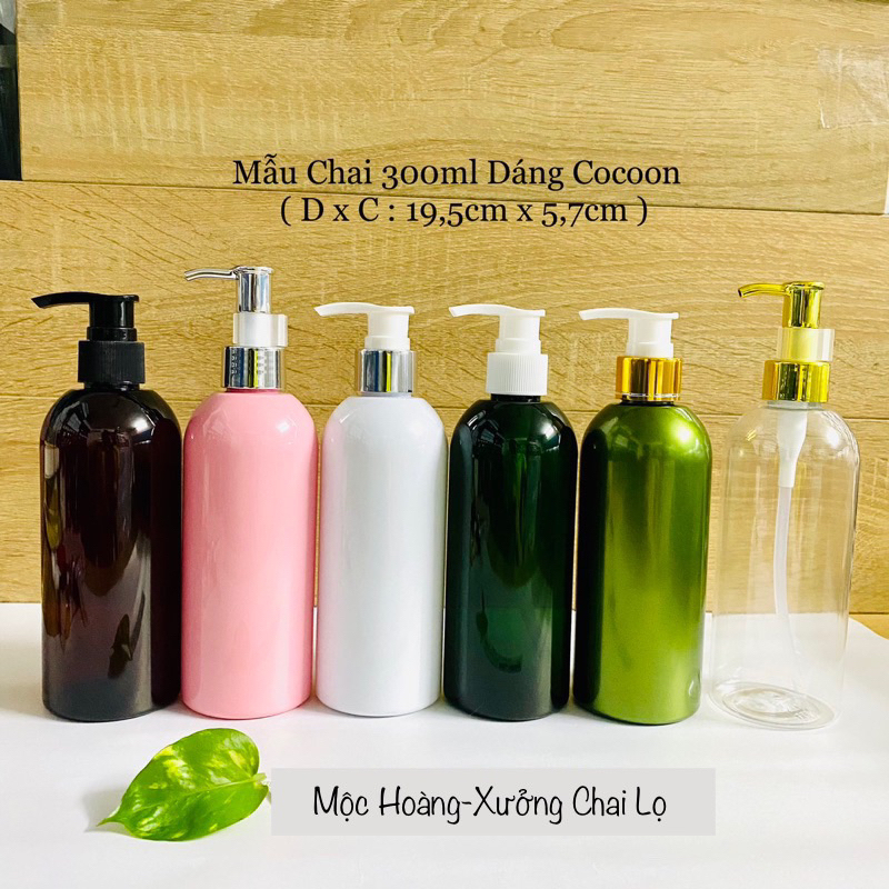 Chai lọ nhựa 300ml Dáng Cocoon màu Xanh/Nâu/Trắng Trong/Trắng Sữa (Sứ ...
