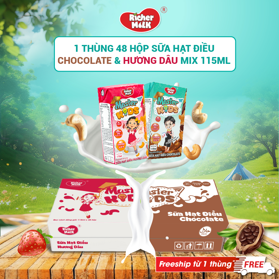 [ QUÀ TẶNG ] Mua 2 Thùng Sữa Hạt Điều Trẻ Em MASTER KIDS 115ml - Richer ...