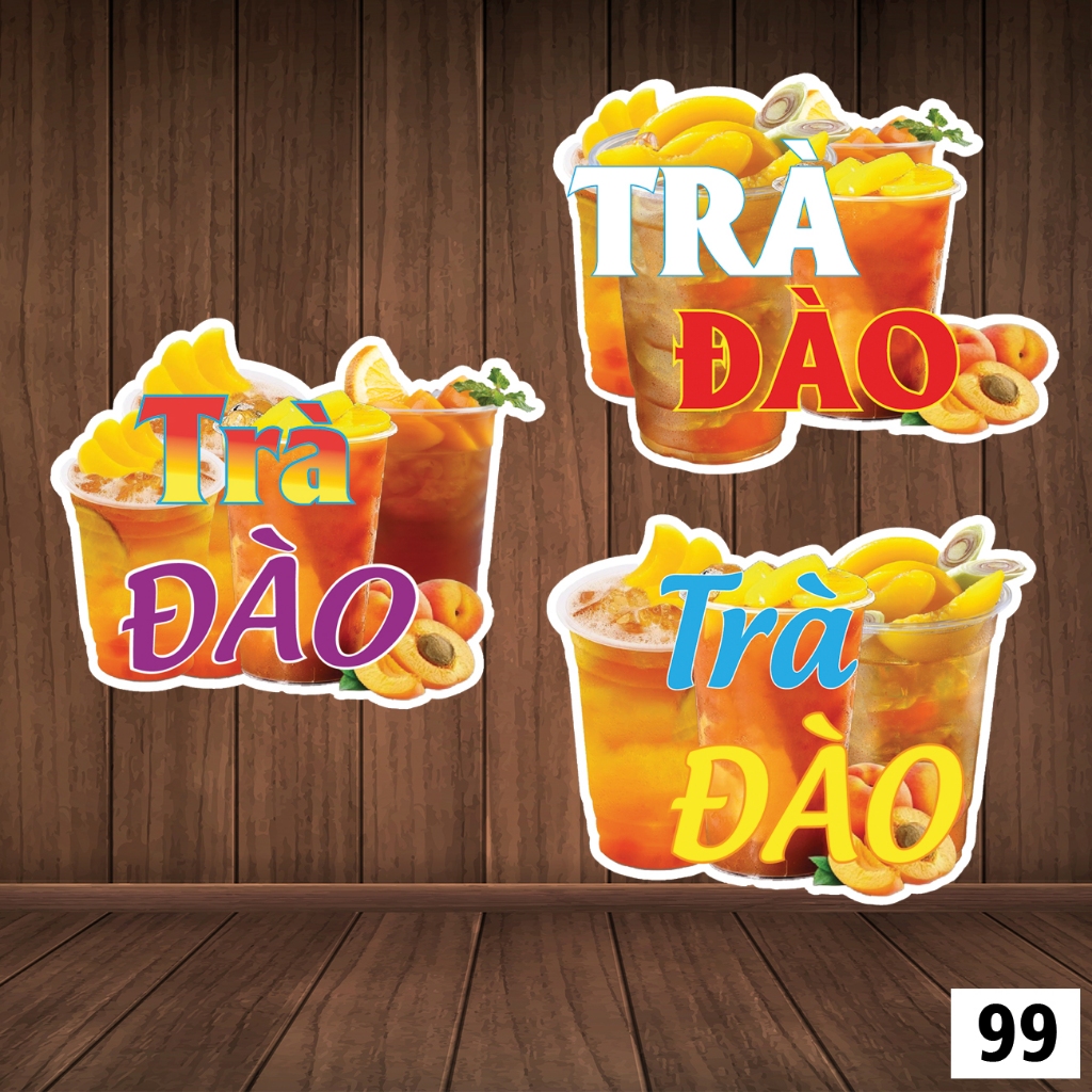 Mẫu tem dán decal TRÀ ĐÀO sticker dán trang trí xe bán nước giải khát ...