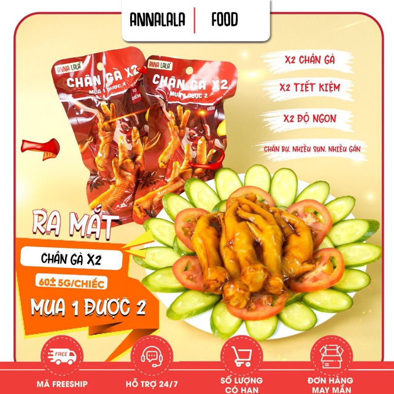 5 gói (10 chân) Chân gà đôi cay Anna Lala X2 gói 2 chân 60g+-5g | Shopee Việt Nam