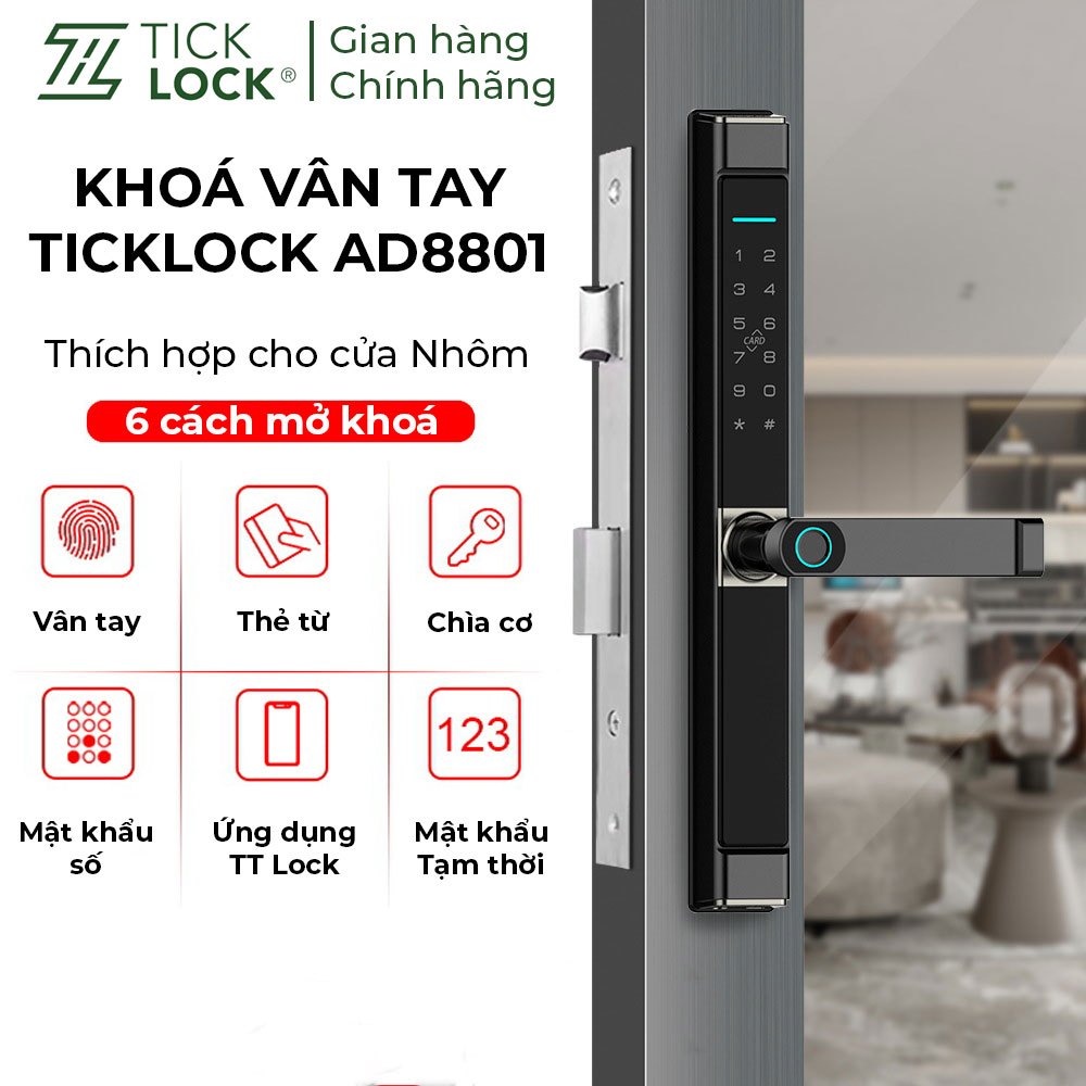 Khóa vân tay Ticklock AD8801 dành cho cửa nhôm - Mở khóa vân tay, Mật ...