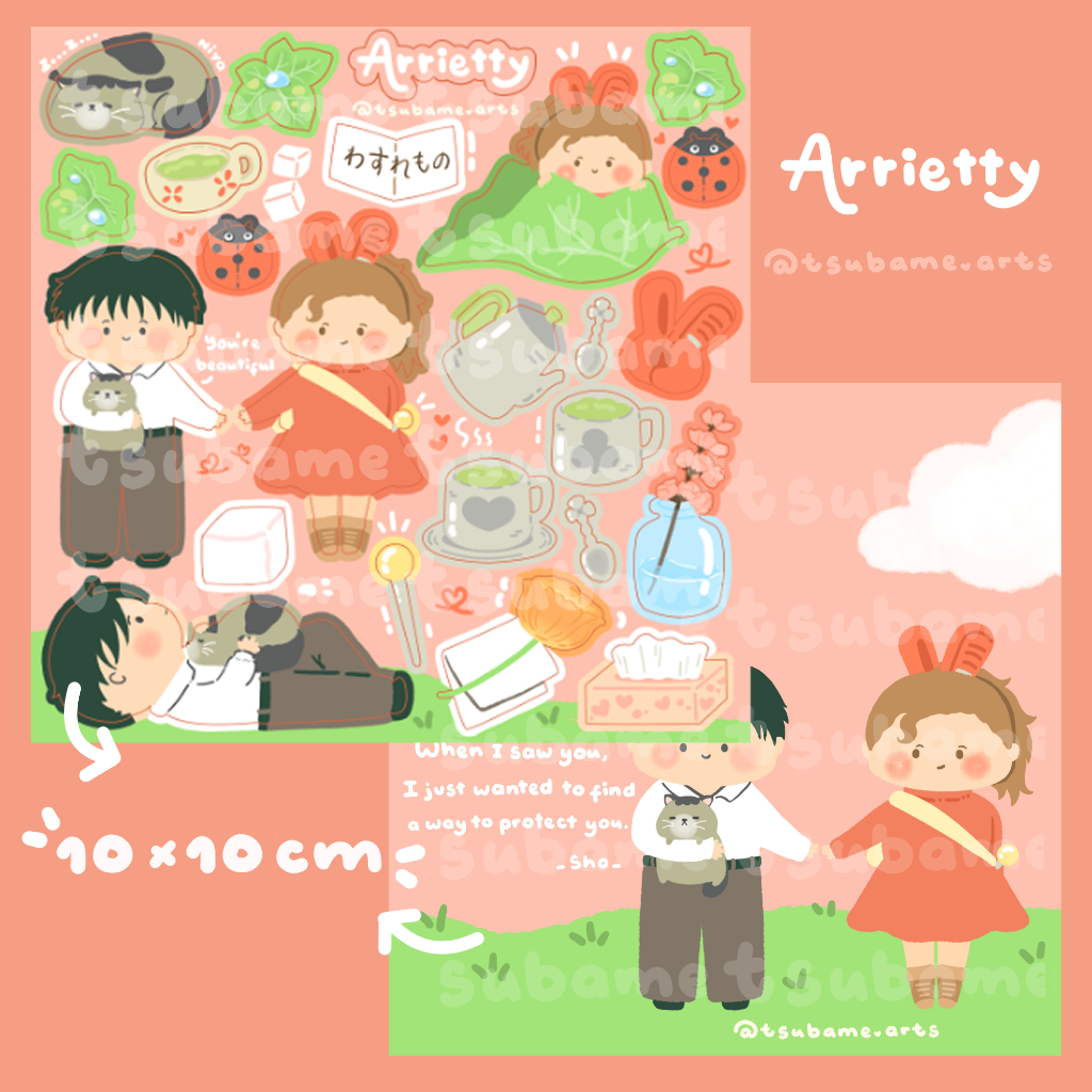Sticker sheet Arrietty phim Ghibli dễ thương | TSUBAME.ARTS | Shopee ...