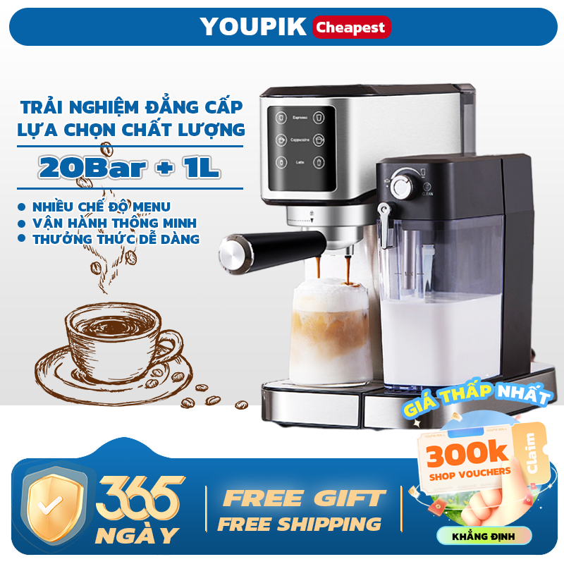Máy pha cà phê Espresso tự động cao cấp, áp suất 20 bar, bọt kem sữa ...