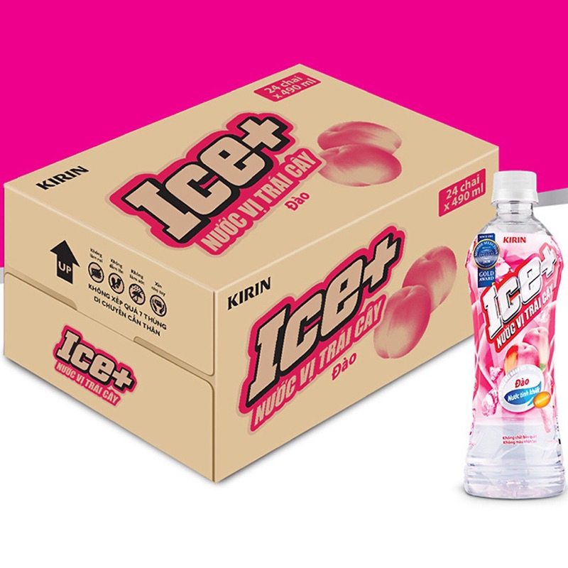 Thùng 24 chai nước uống vị trái cây Ice+ đào chai 490ml | Shopee Việt Nam