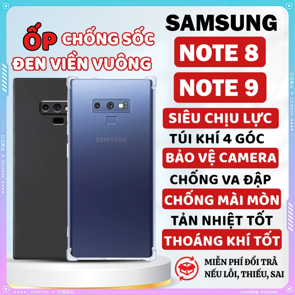 Ốp Samsung NOTE 8 / 9 Bảo Vệ Cam, Chống Sốc, Trong Suốt, Silicon ...