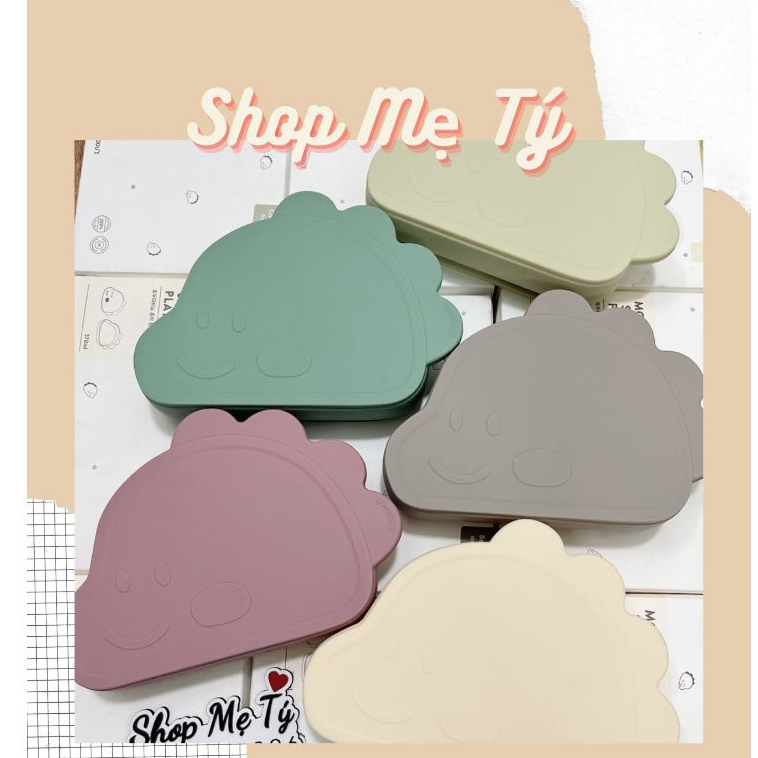 (xả kho) Khay ăn dặm Silicon Khủng long Modui Bluemama có đế hít Kèm ...