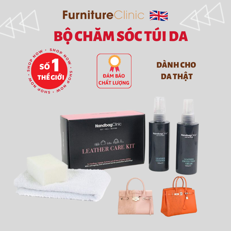 Bộ vệ sinh bảo dưỡng túi da Handbag Care kit hãng Furniture Clinic nước ...