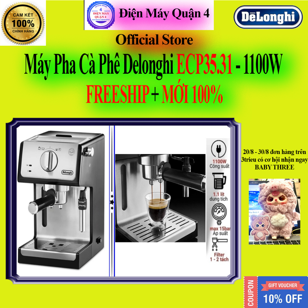 [Delonghi ECP 35.31] Máy pha cà phê Delonghi ECP35.31, Bảo hành hính hãng 12 tháng | Shopee Việt Nam