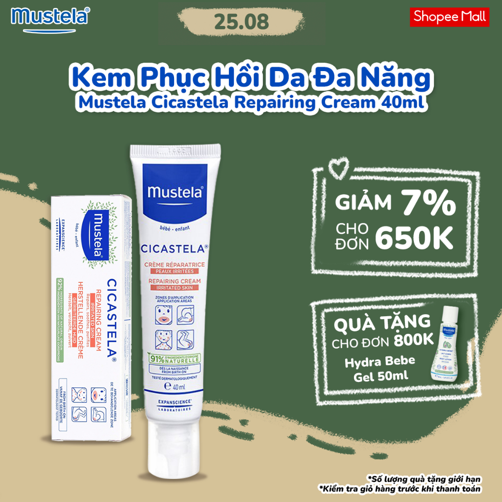 Kem Phục Hồi Da Đa Năng Mustela Cicastela Repairing Cream 40ml | Shopee ...