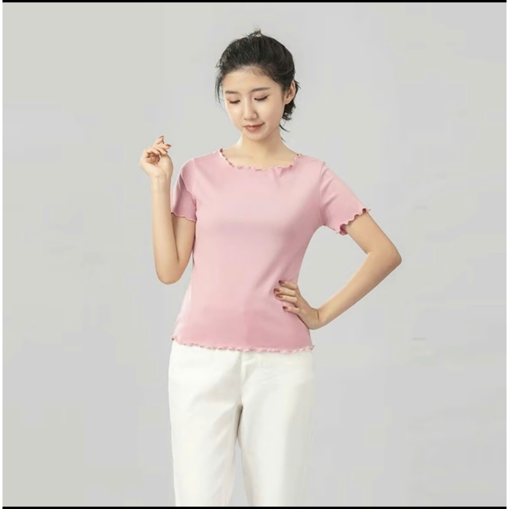 ÁO CROPTOP TAY NGẮN CUỐN BIÊN (SIZE S 40KG-47KG ,M 48-54KG, L 55KG-60KG) | Shopee Việt Nam