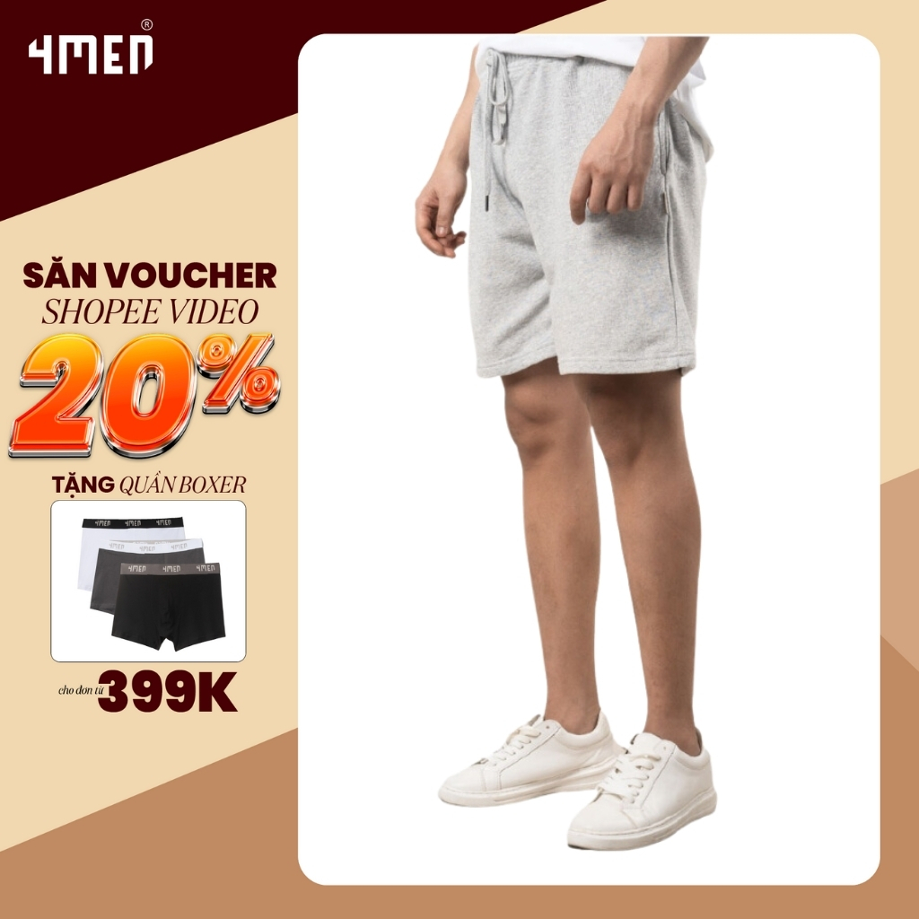 Quần Short Nam Form Regular 4MEN QS031 chất cotton thấm mồ hôi, co giãn ...