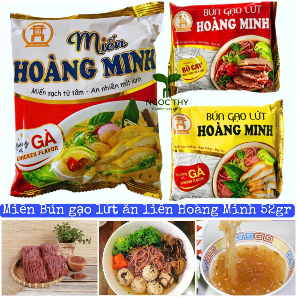 Bún miến gạo lứt ăn liền vị bò gà Hoàng Minh gói 52gr, ăn eatclean ...