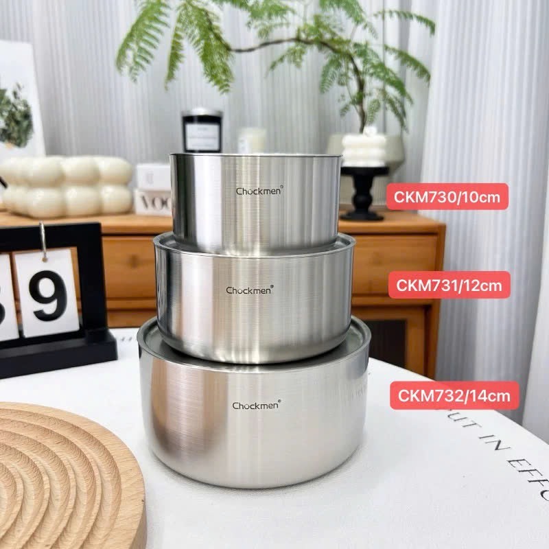 Âu có nắp inox Chockmen Size 10,12,14cm đựng nước sốt, nước chấm, Bảo ...