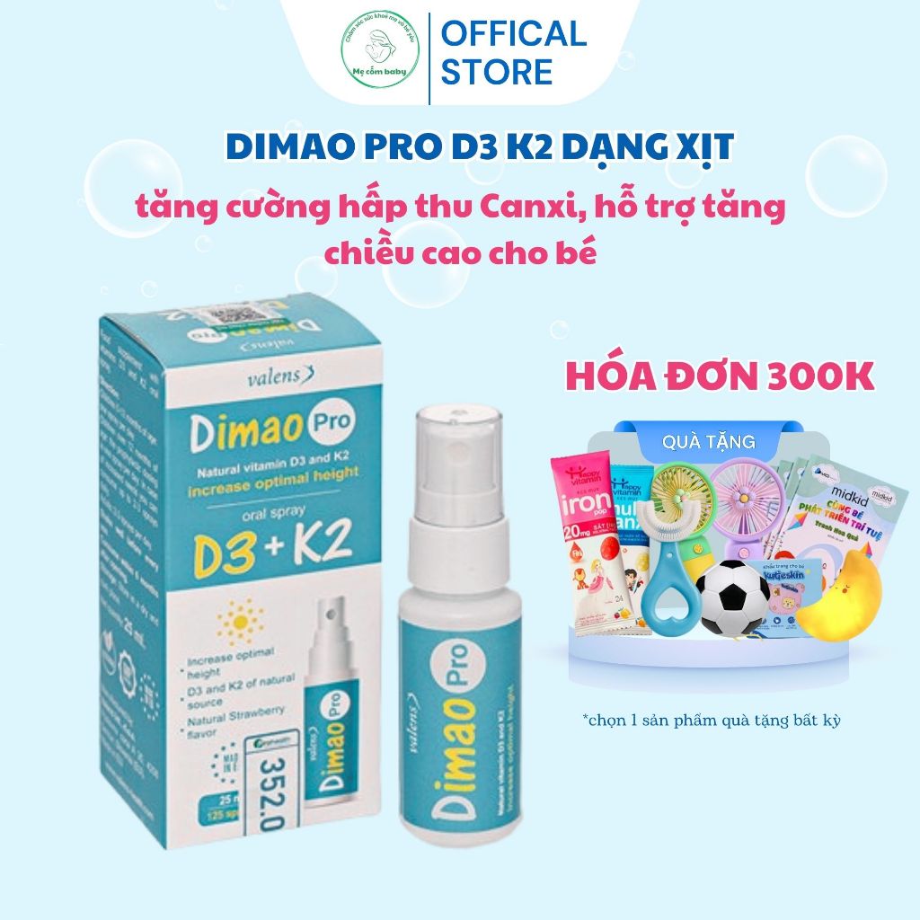 Dimao Pro Bổ sung D3K2 dạng xịt nhập châu Âu hỗ trợ tăng chiều cao ...