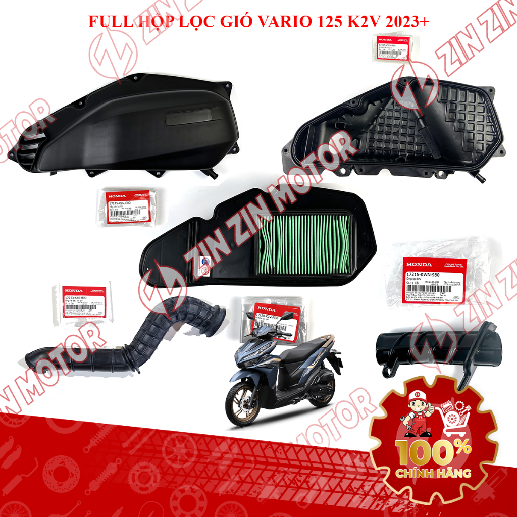 Bộ Pô E, Hộp Lọc Gió Vario 125 2023 2024 17220-K2V-N30, 17225-KWN-980 ...
