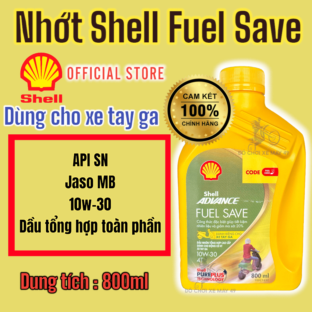 Nhớt Shell Advance Fuel Save 10W30 tiết kiệm nhiên liệu dành cho xe TAY ...