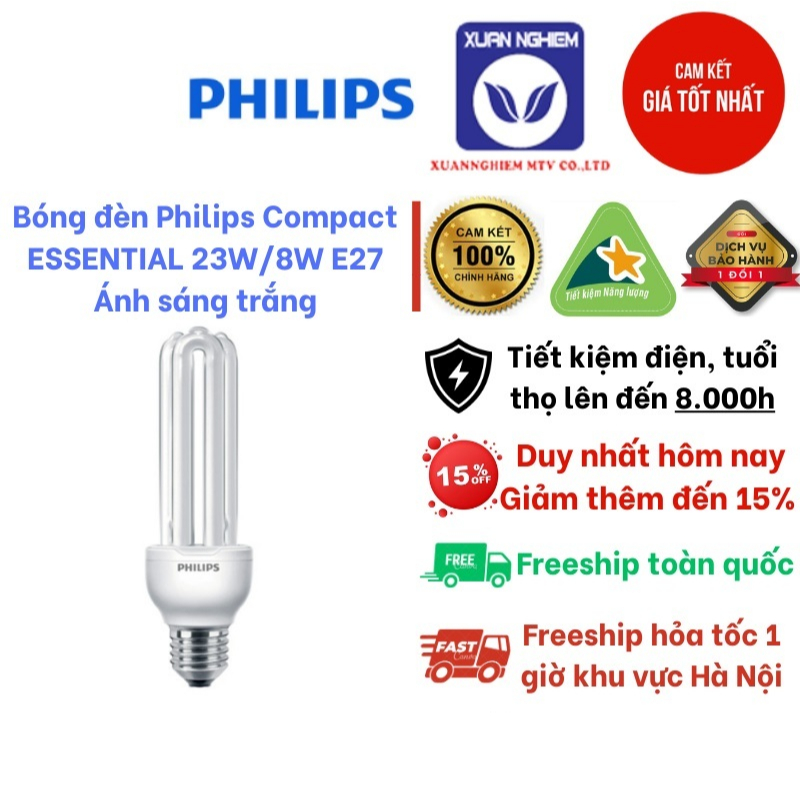 Bóng đèn Philips Compact ESSENTIAL 23W CDL và Compact ESSENTIAL 8W CDL ...