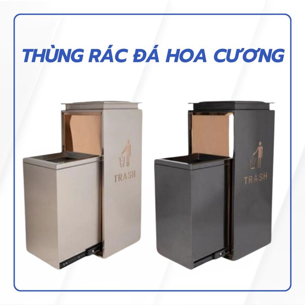 Thùng rác gi.ả vân đá hoa cương, Thùng rác inox gạt tàn sảnh sang trọng ...